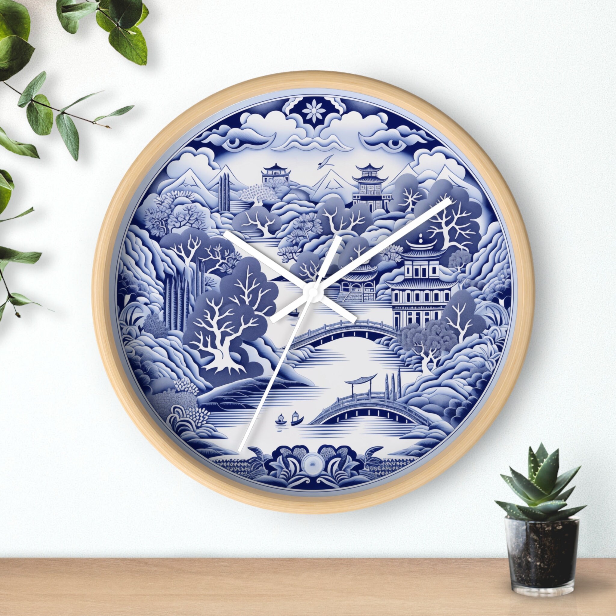 Wall Clock - Blue Willow Pattern - Etsy