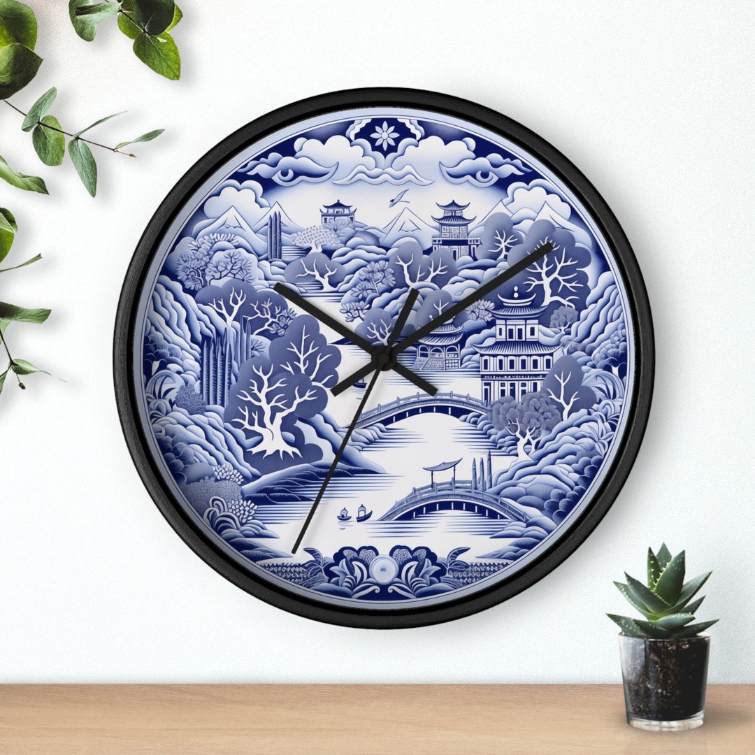 Wall Clock - Blue Willow Pattern - Etsy