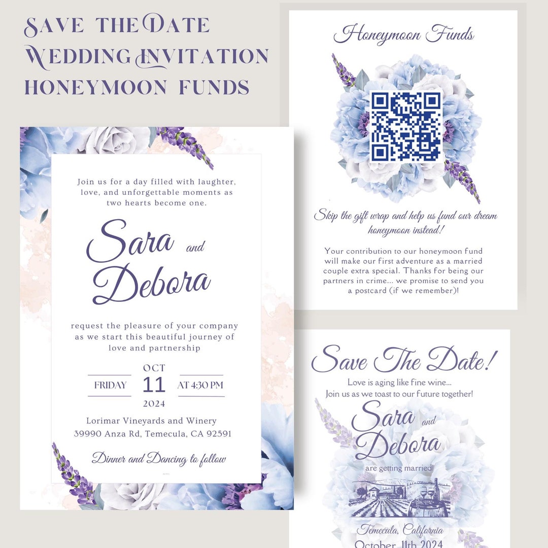 LGBTQ Wedding Invitation Bundle: Customizable Canva Template (digital ...