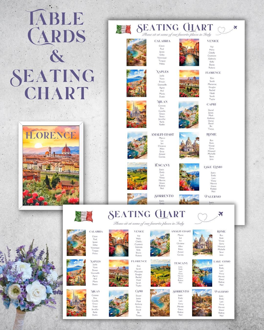 Italy Destination Wedding Seating Chart & Table Cards | Travel Theme ...