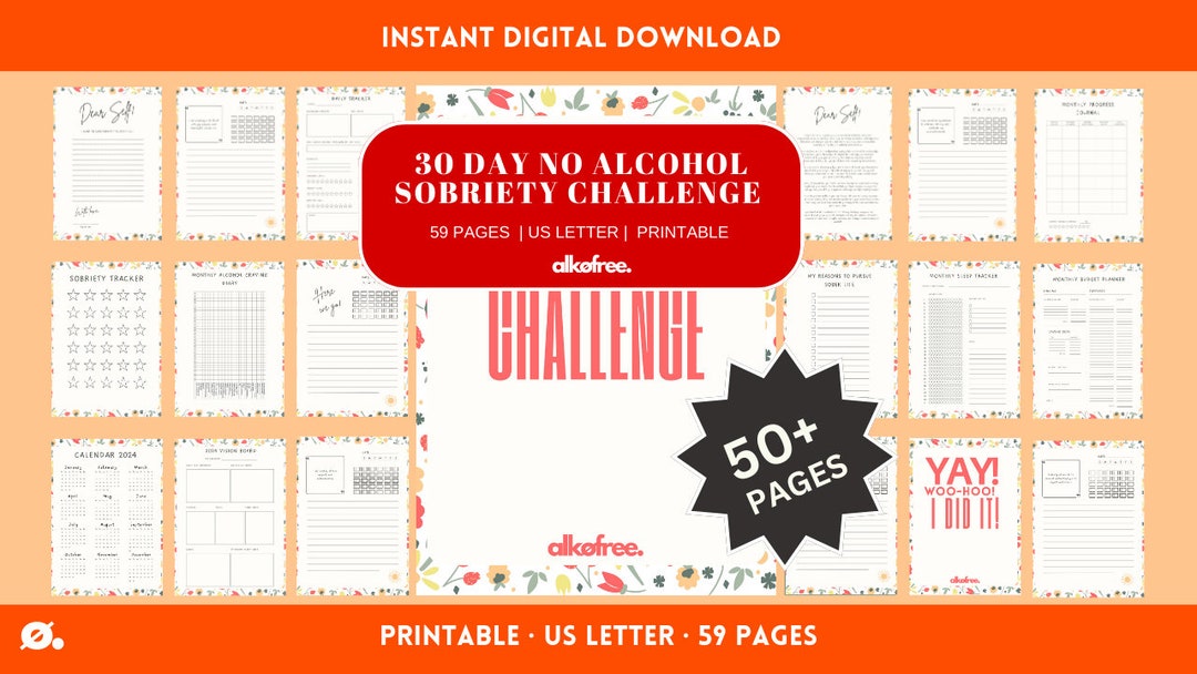 Unique 30-day No Alcohol Sobriety Challenge Workbook - Recovery ...