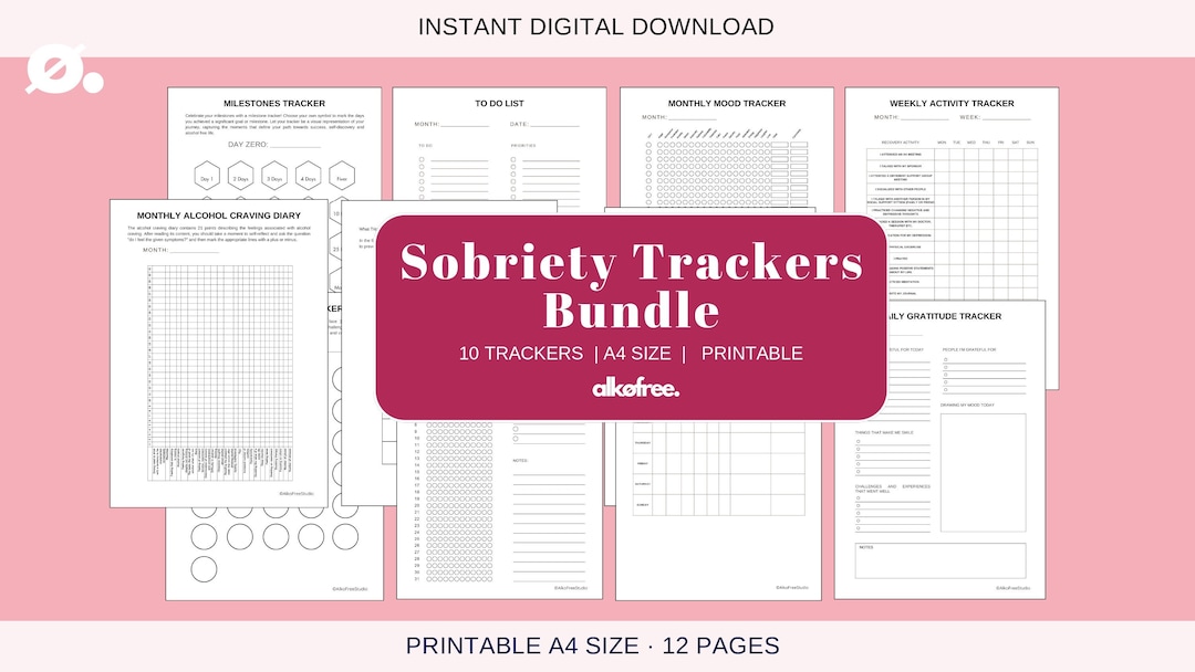 Printable Minimalistic Sobriety Trackers Worksheets - Addiction ...
