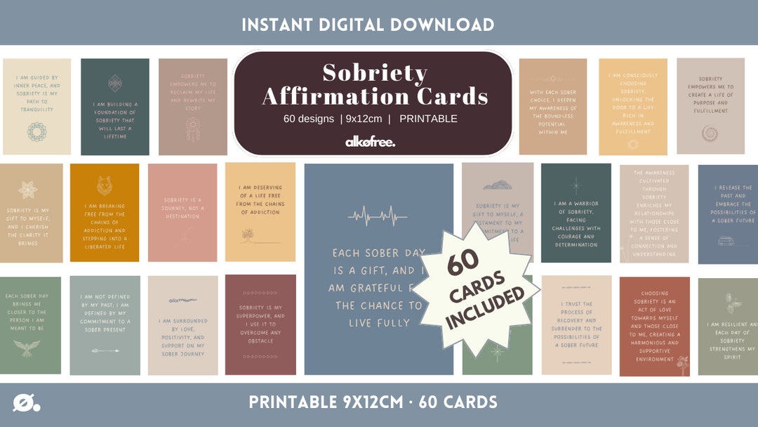 Sobriety Positive Affirmation Cards Bundle - Recovery, Addiction Coping ...