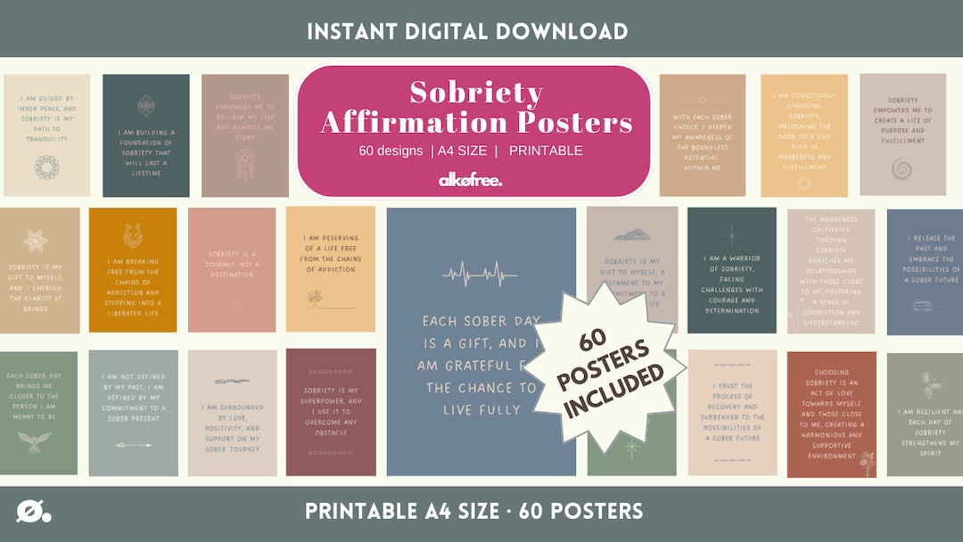 Sobriety Positive Affirmation A4 Posters Bundle - Recovery, Addiction ...