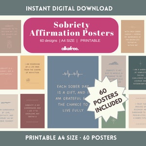 Sobriety Positive Affirmation A4 Posters Bundle - Recovery, Addiction ...