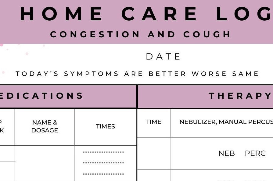 Home Care Log Cough & Congestion - Etsy