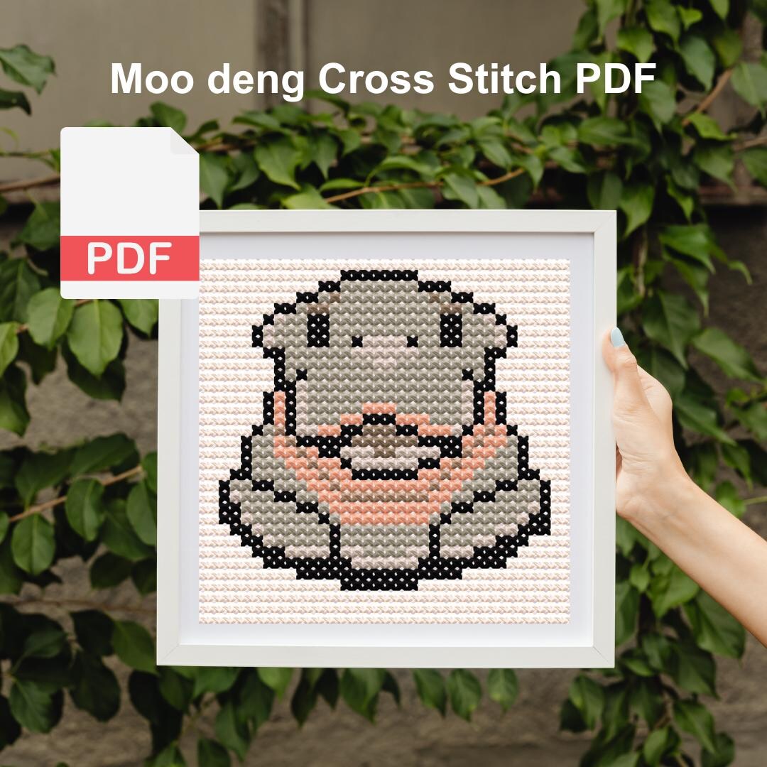 Moo Deng Hippo Cross Stitch Pattern - Etsy
