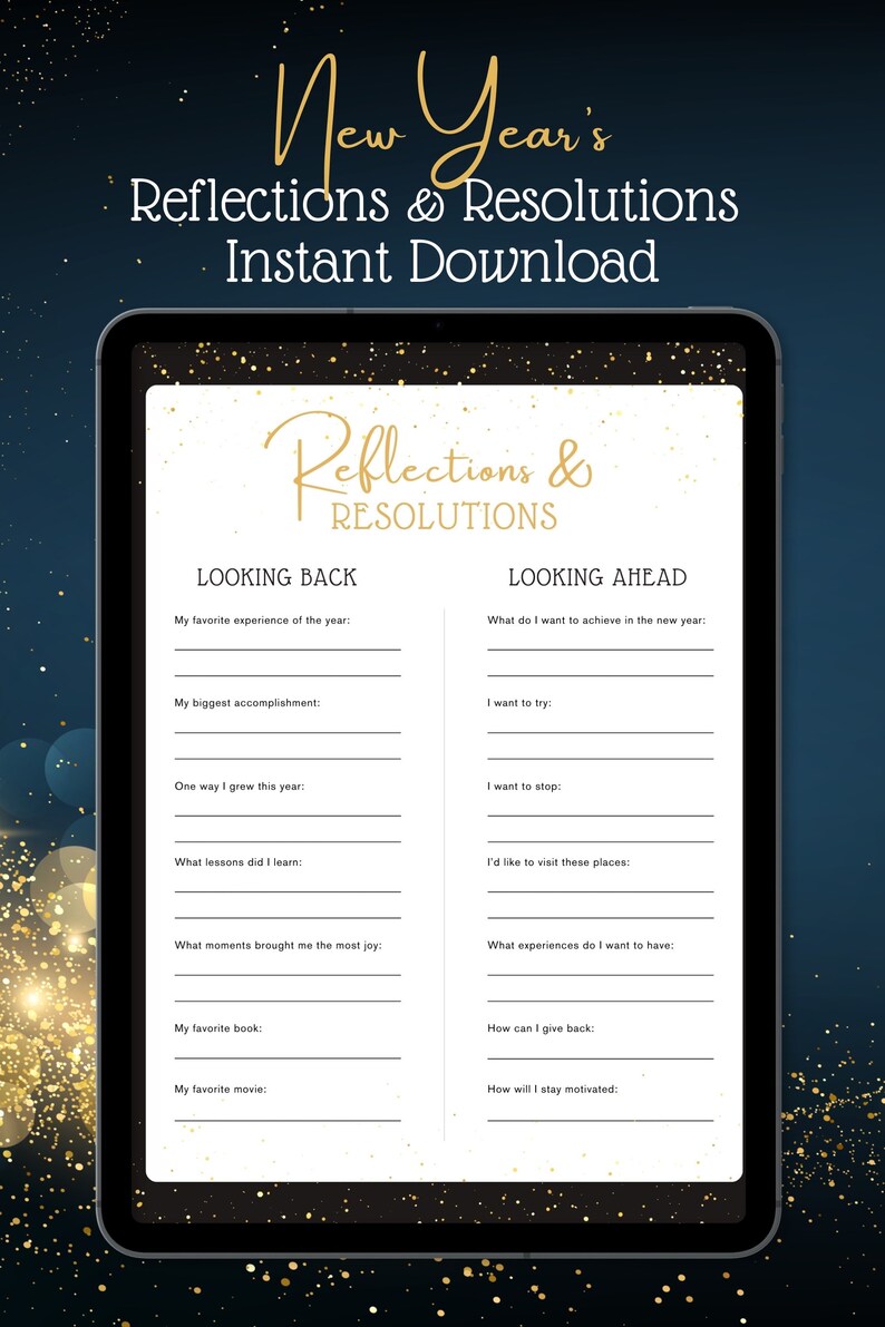 2024 New Years Resolutions Printable, New Years Printable, New Years ...