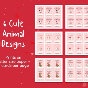 Printable Animal-themed Valentines Cards for Children, Cute Valentine's ...
