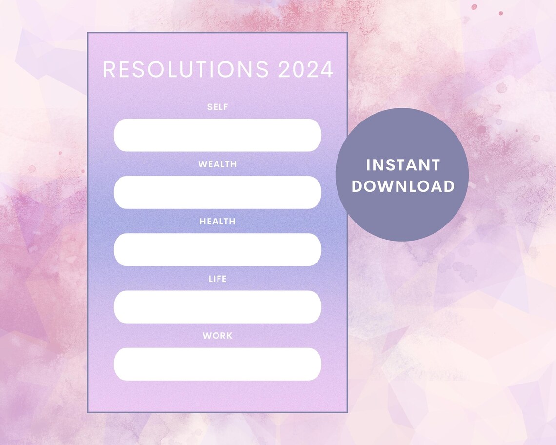 2024 New Years Resolution List NYE Resolution Printable NYE - Etsy