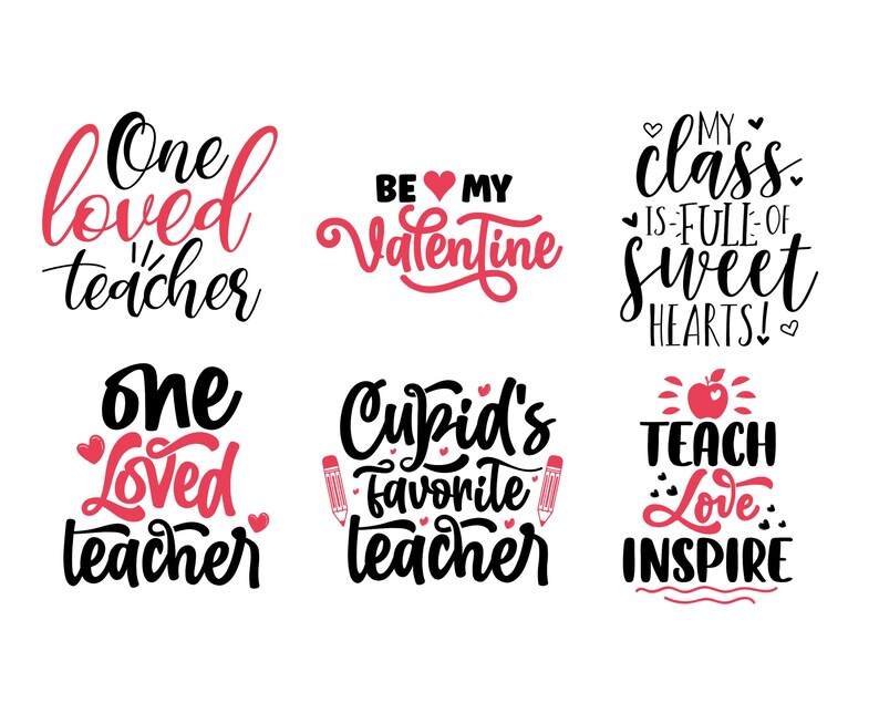 Valentine Teacher SVG PNG Bundle, Cricut Silhouette Cut Files (digital ...