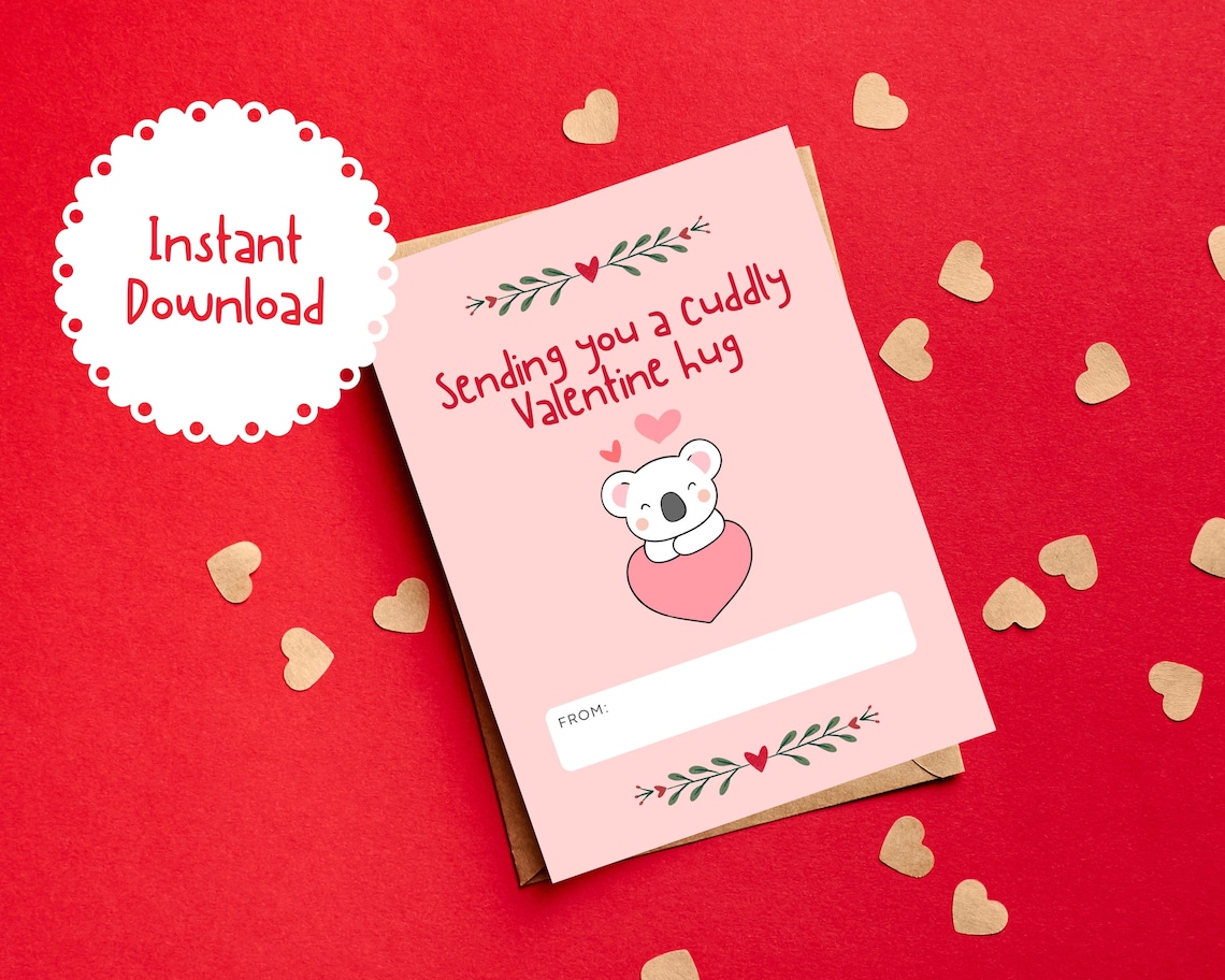 Printable Animal-themed Valentines Cards for Children, Cute Valentine's ...
