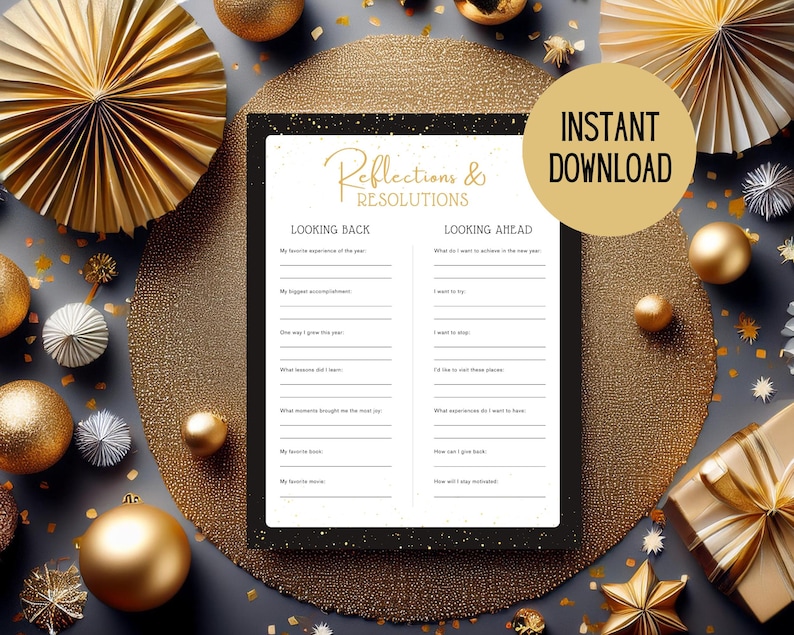 2025 Resolutions Printable, Minimalist New Year's Reflection Printable ...