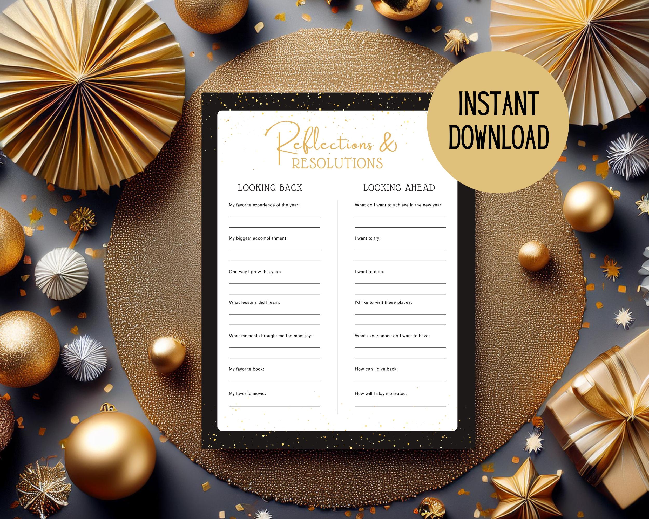 2025 Resolutions Printable, Minimalist New Year's Reflection Printable ...