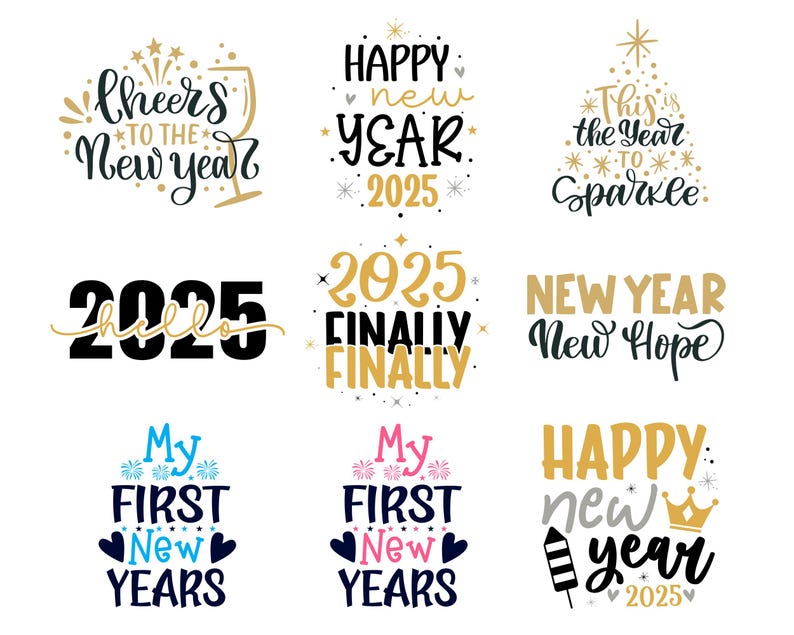 New Year SVG Bundle | 2025 Hand Lettered Designs (digital Download) - Etsy