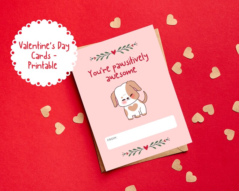 Printable Animal-themed Valentines Cards for Children, Cute Valentine's ...