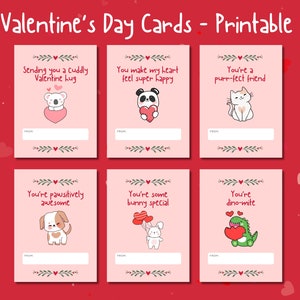 Printable Animal-themed Valentines Cards for Children, Cute Valentine's ...