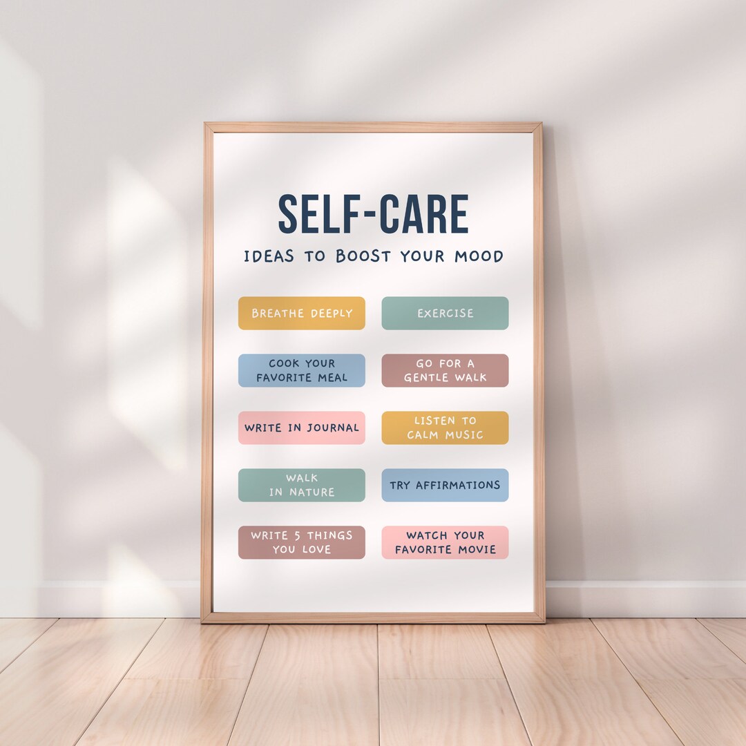 Self Care Poster, Self Care Wall Art, Mindfulness Gift, Mental Health ...
