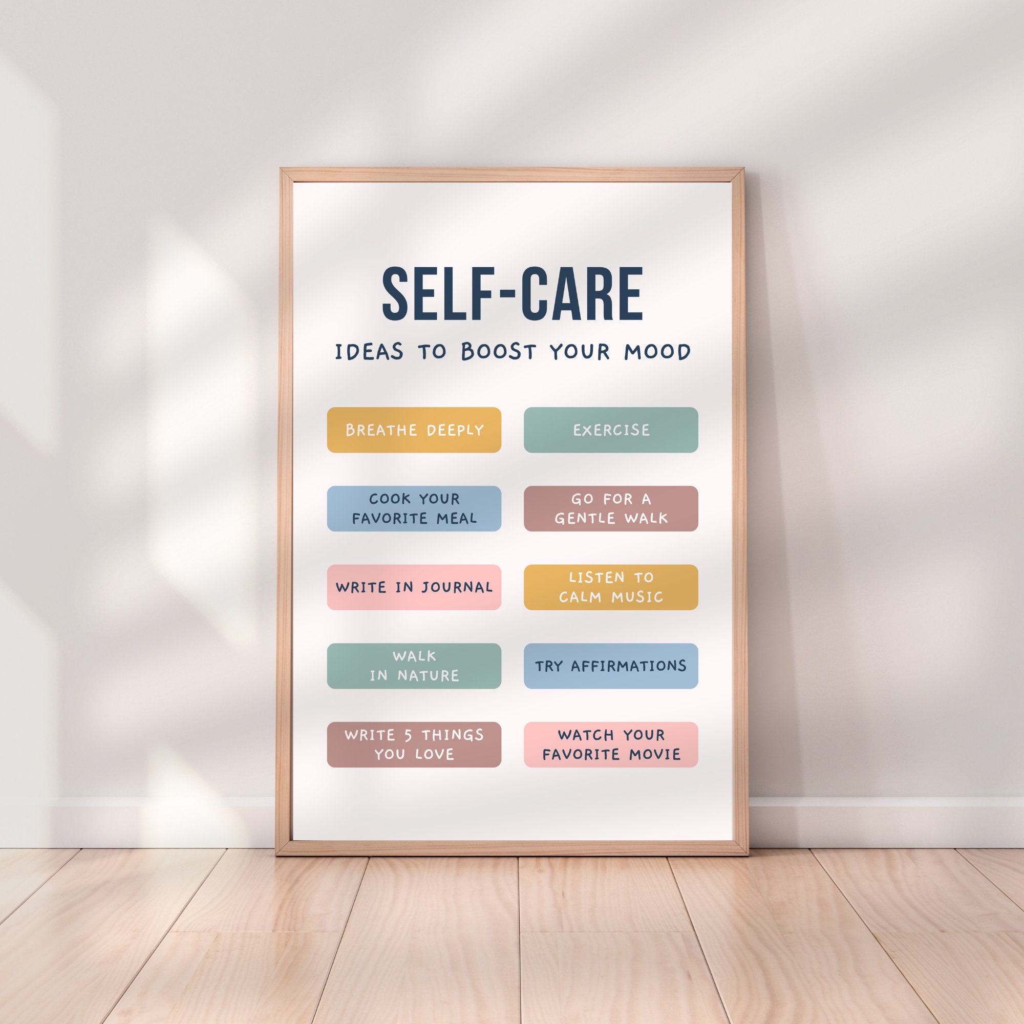 Self Care Poster, Self Care Wall Art, Mindfulness Gift, Mental Health ...