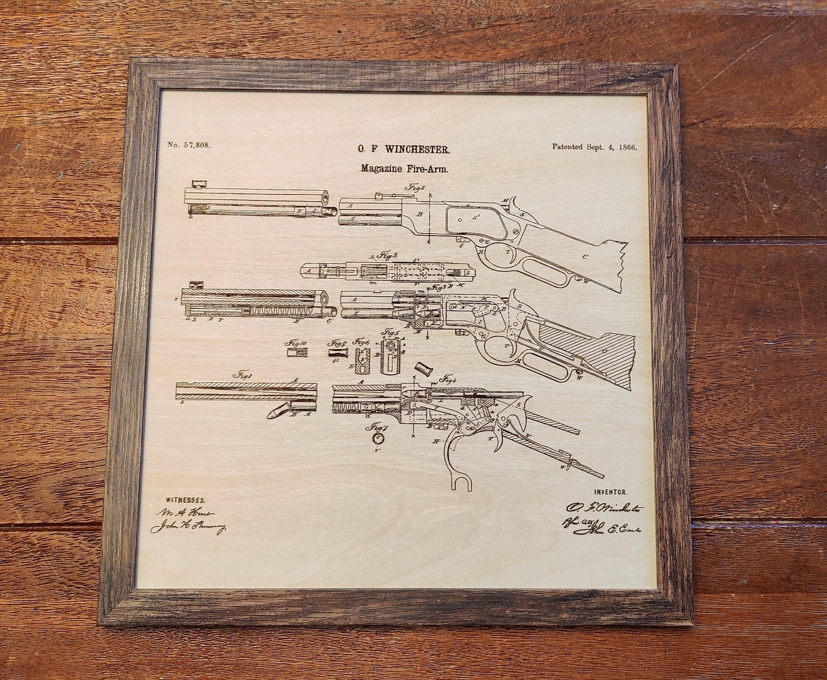 Laser Engraved Firearm Patent Wall Art - Lever Action Rifle - Etsy