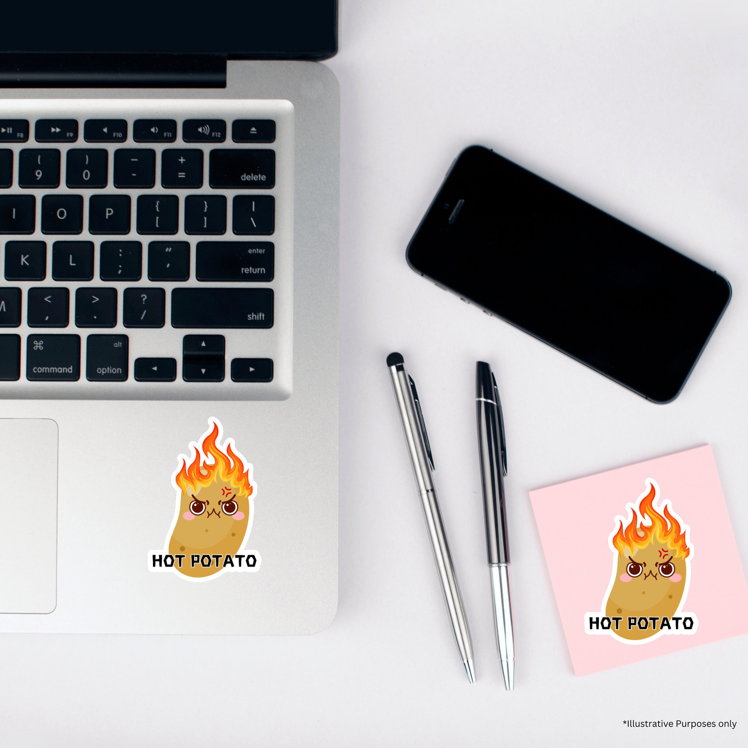 Fiery 'hot Potato Vinyl Sticker - 2.0" Whimsical Cute Potato Decal ...