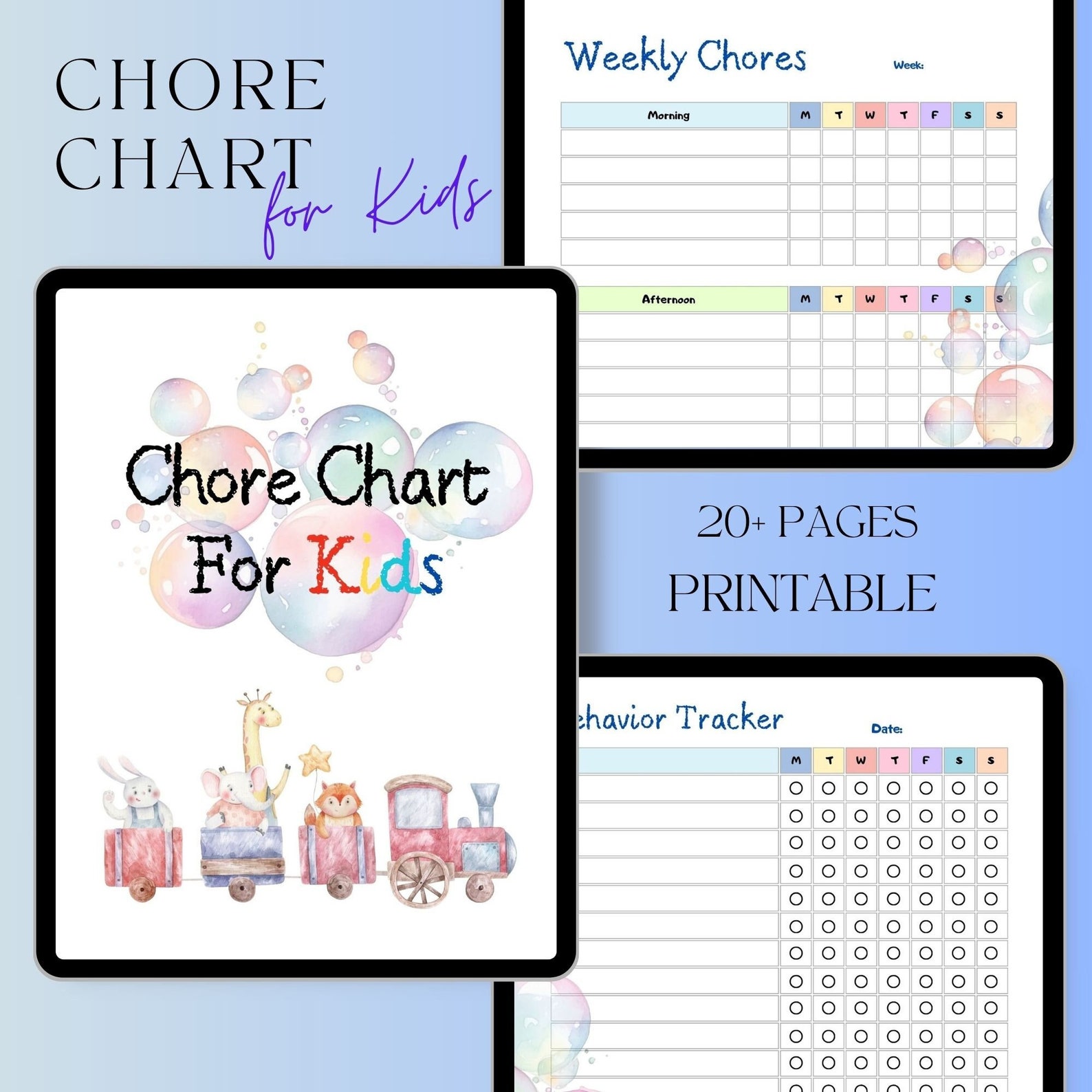 Printable Digital Chore Chart: Kids' Weekly Routine Checklist for ...