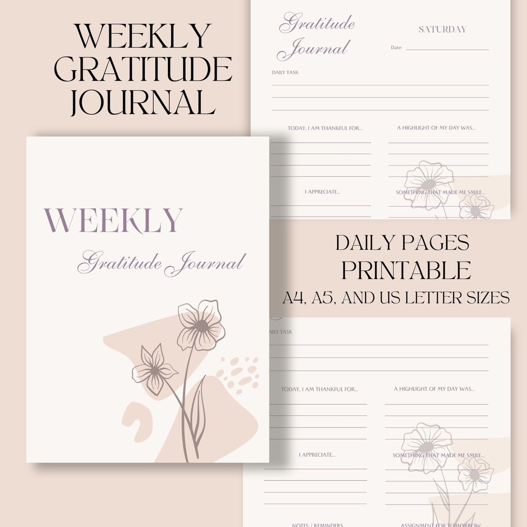 Week of Gratitude Printable Template, Daily Gratitude Journal ...