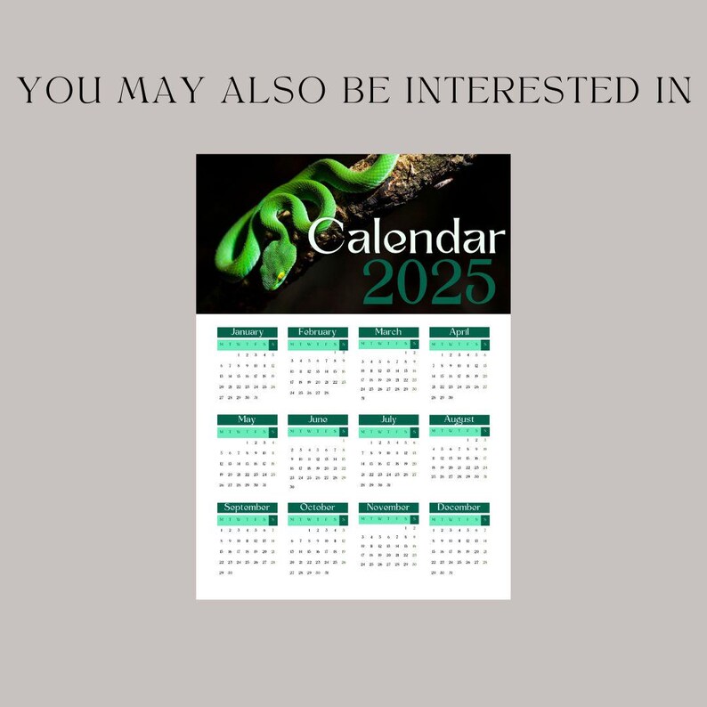 2025 Snakes Calendar Printable Calendar A5 A6 A4 Sunday Start, 2025 ...