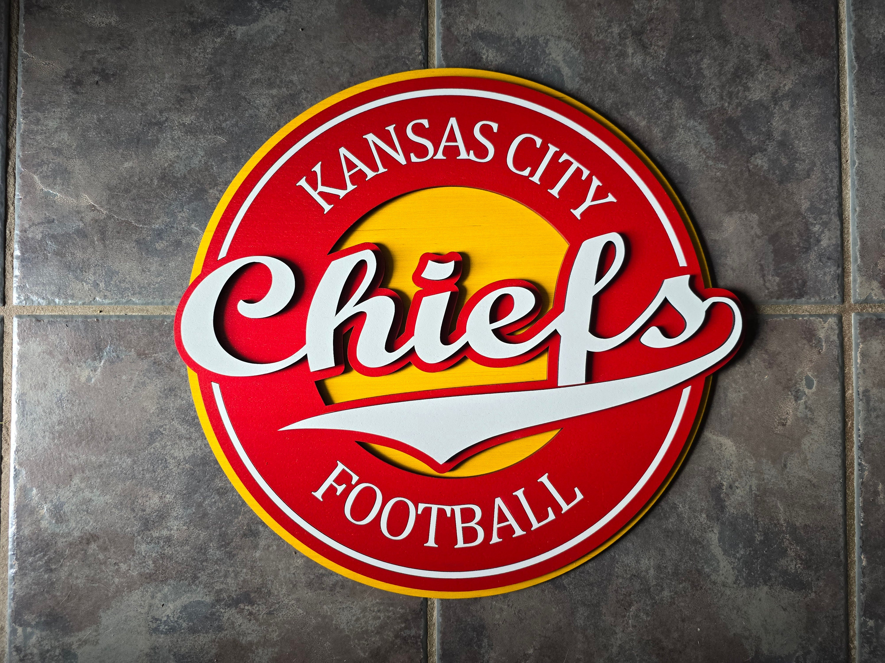 Kansas City Chiefs Football Custom-made Wood Wall Decor. 3 Layers ...