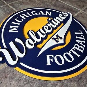 Michigan Wolverines Football Wood Wall Decor | Laser-cut Man Cave Sign ...