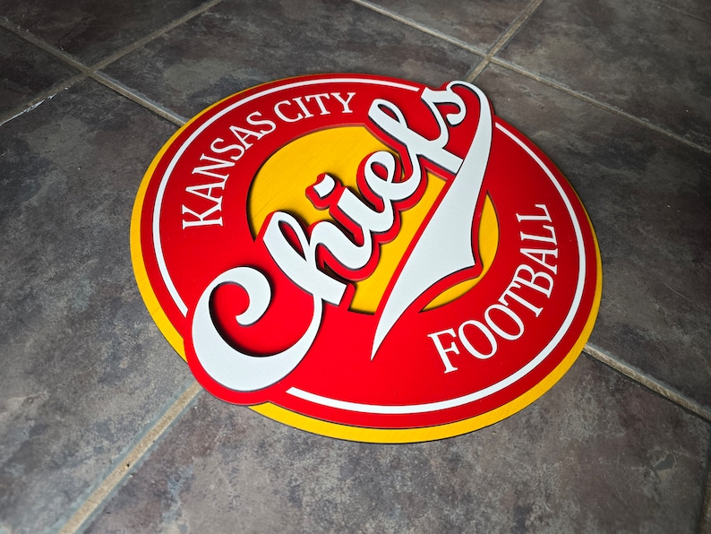 Kansas City Chiefs Wood Wall Decor | Painted & Stained Football Sign - Etsy