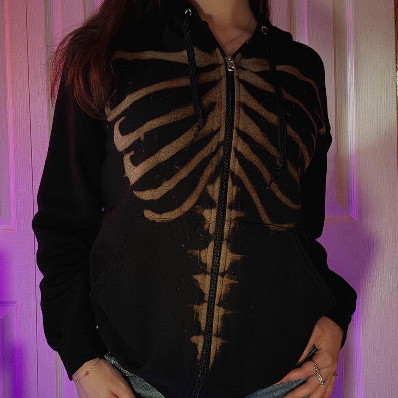 Skeleton Zip up Hoodie - Etsy