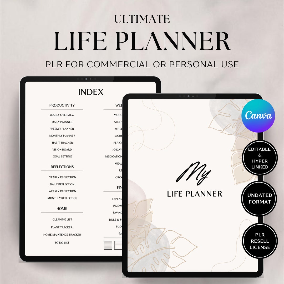 PLR Resell Digital Planner, Canva Template, Commercial Use Editable ...