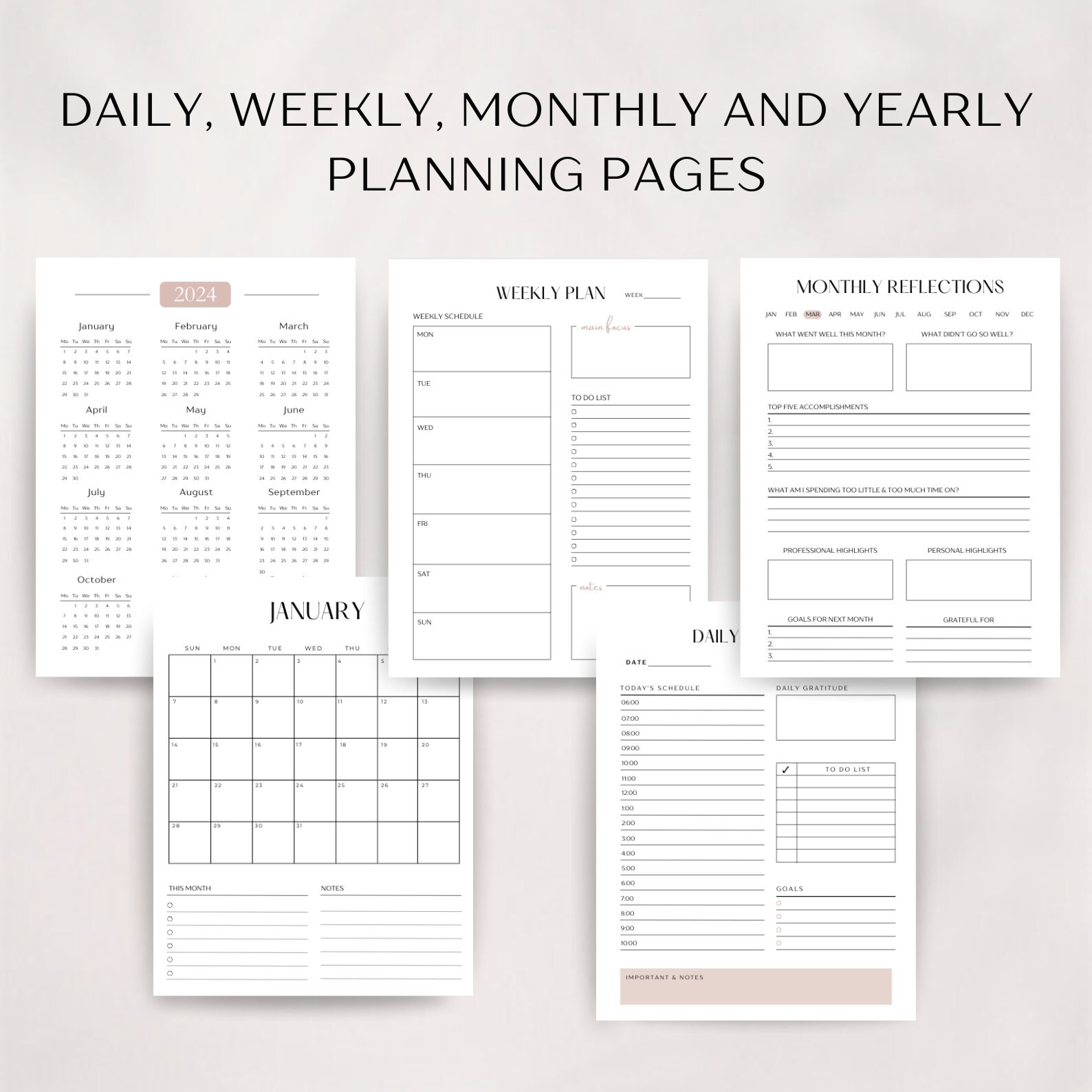 PLR 2024 Digital Planner, DATED 2024 Printable Planner, 2024 Calendar ...
