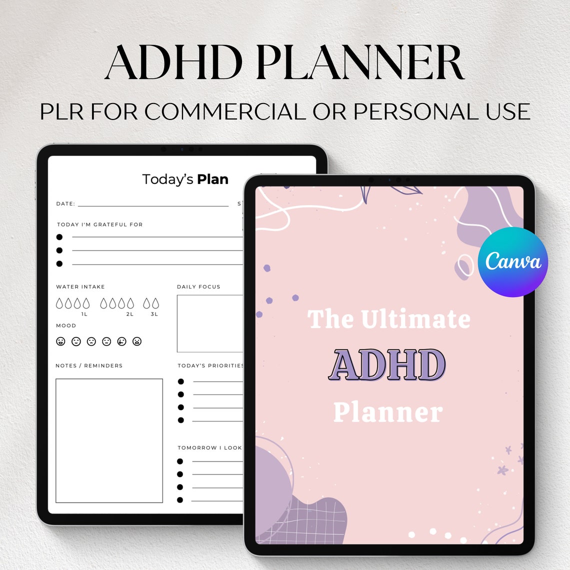 PLR ADHD Digital Planner, Adhd Planner Printable, Adhd Productivity ...