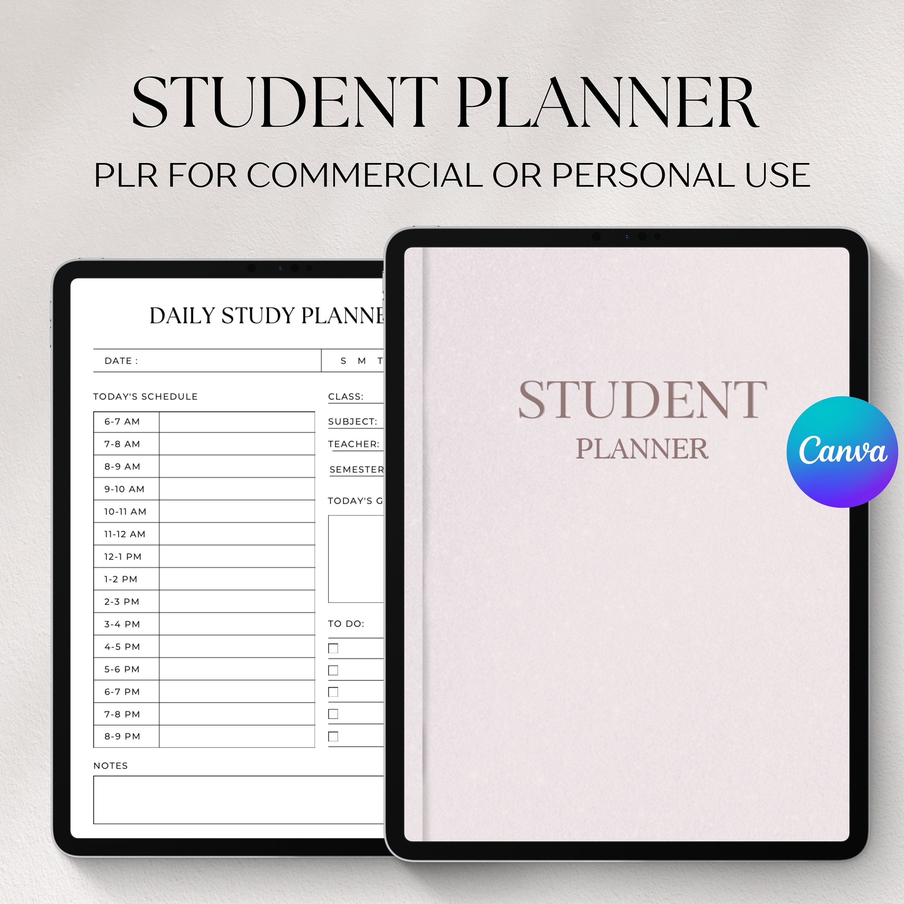 PLR Student Digital Planner, Canva Template, Commercial Use Editable ...