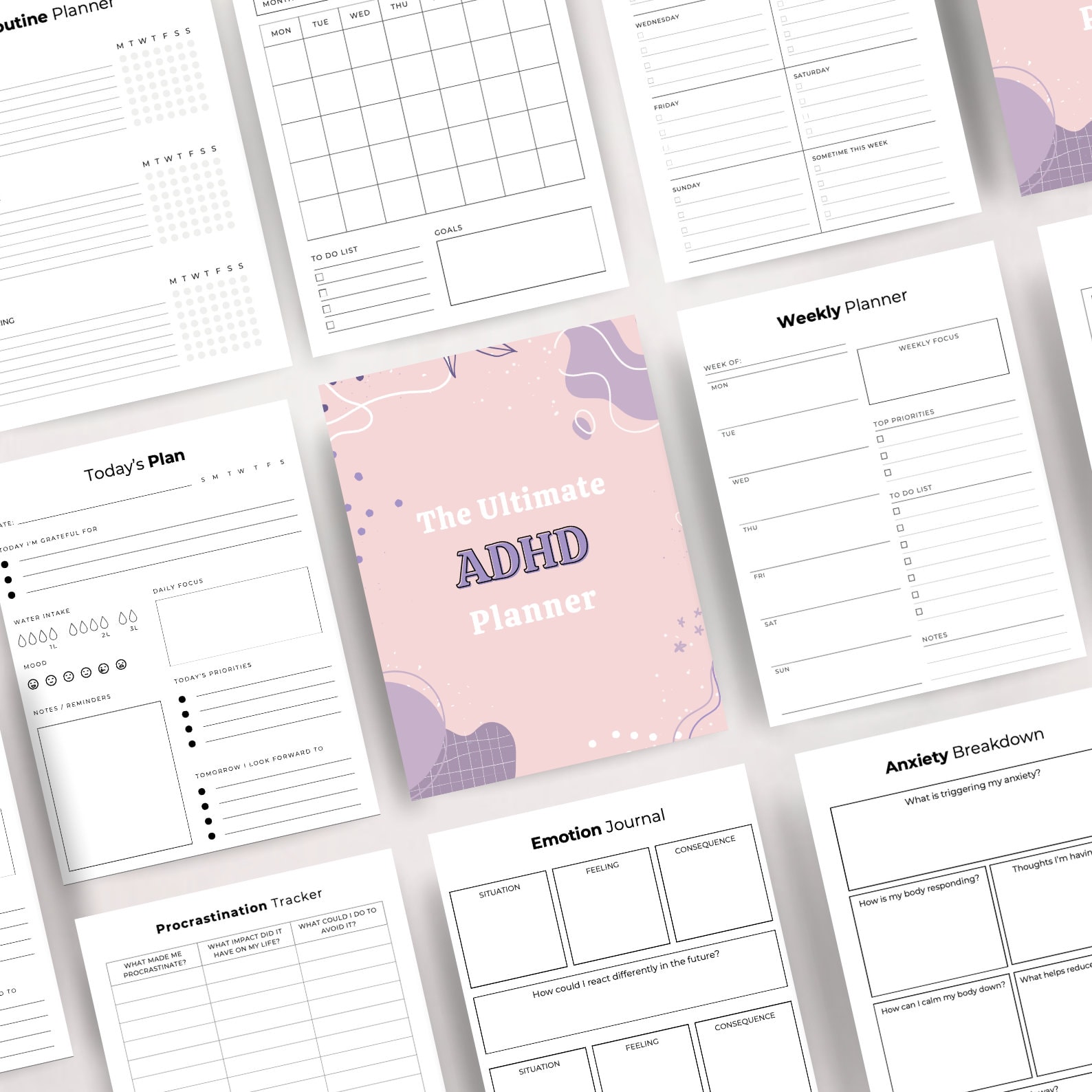 PLR ADHD Digital Planner, Adhd Planner Printable, Adhd Productivity ...