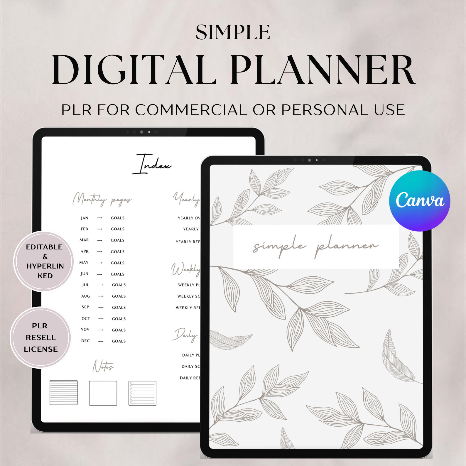 PLR Resell Digital Planner, Canva Template, Commercial Use Editable ...