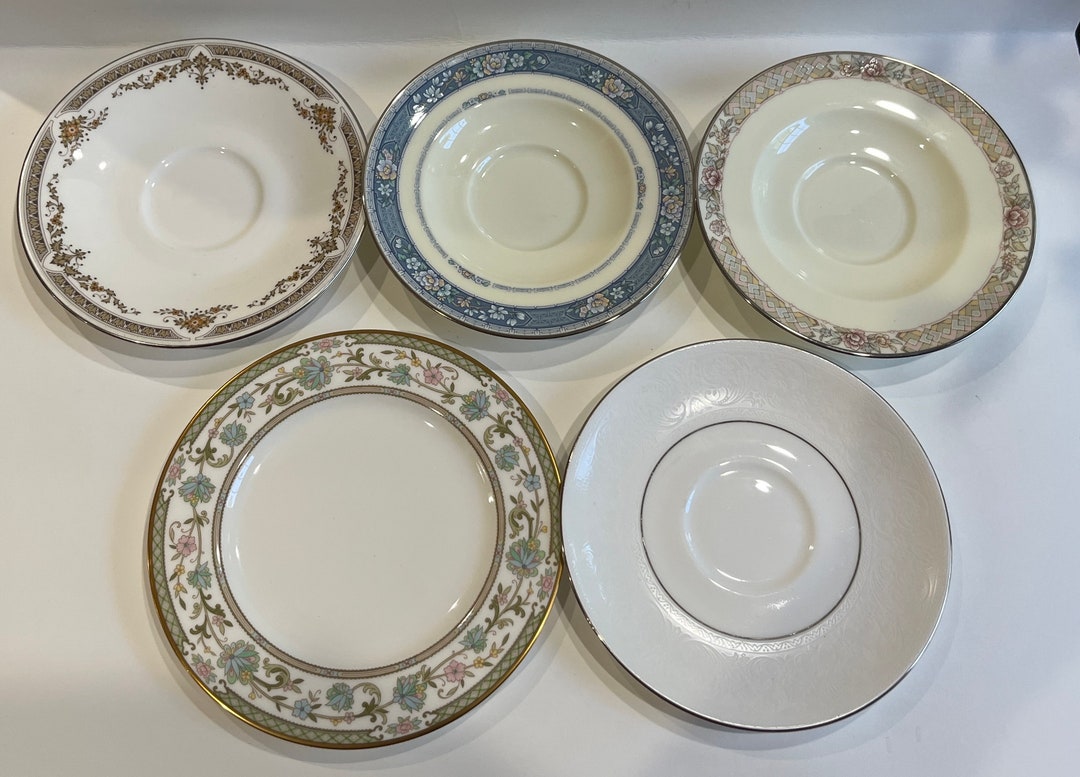 Lot of 4 Vintage Saucers and 1 Vintage Dessert Plate - Etsy