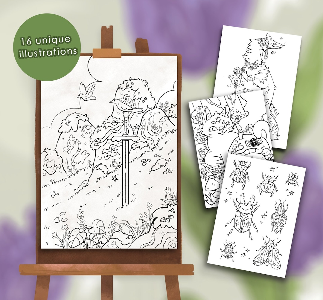 Cottagecore Coloring Pages 16 Unique Pages for Kids and - Etsy
