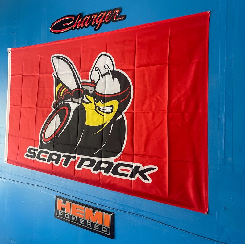 Scat Pack Flag 3x5 Ft – Dodge Muscle Bee Banner for Garage or Man Cave ...