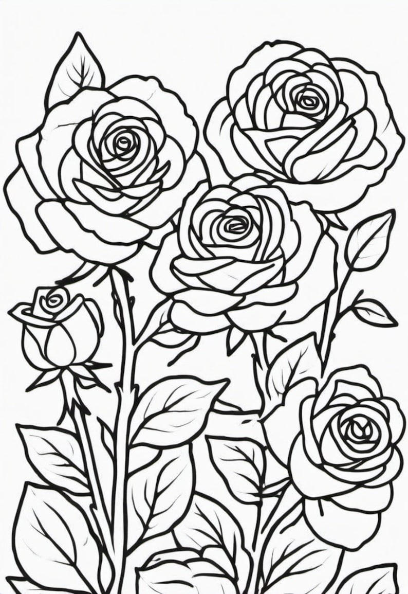 120 Roses Flowers Coloring Pages Coloring Pages, Elegant Floral ...