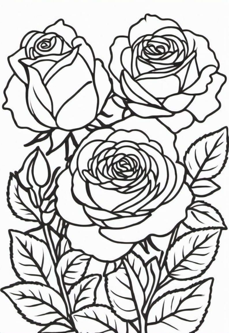 120 Roses Flowers Coloring Pages Coloring Pages, Elegant Floral ...