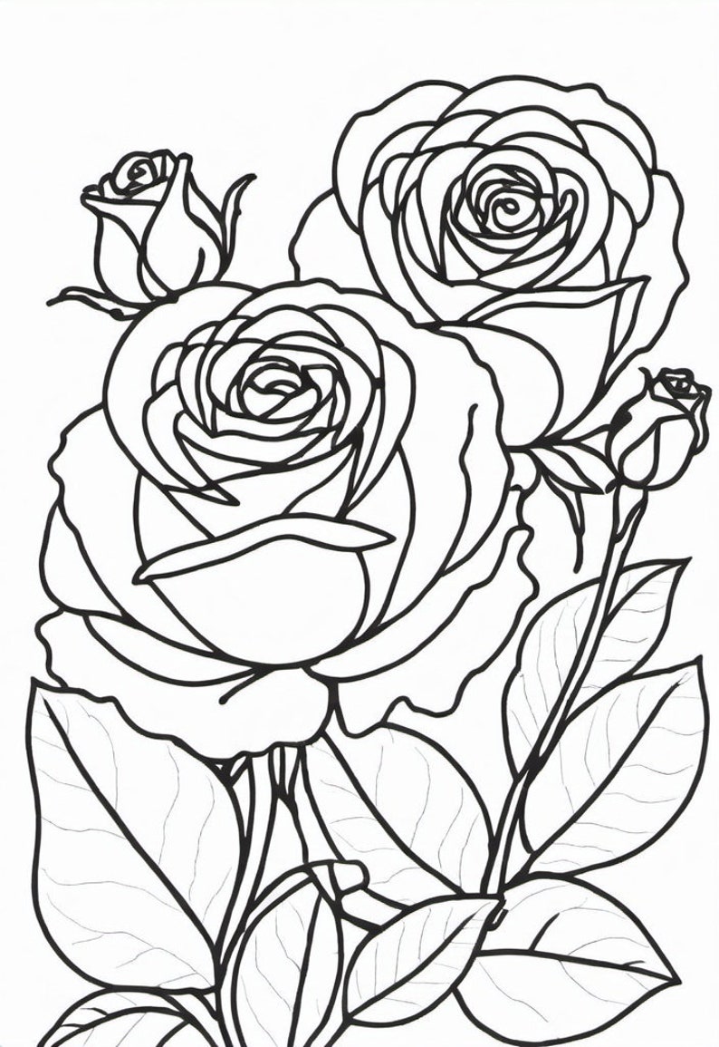 120 Roses Flowers Coloring Pages Coloring Pages, Elegant Floral ...