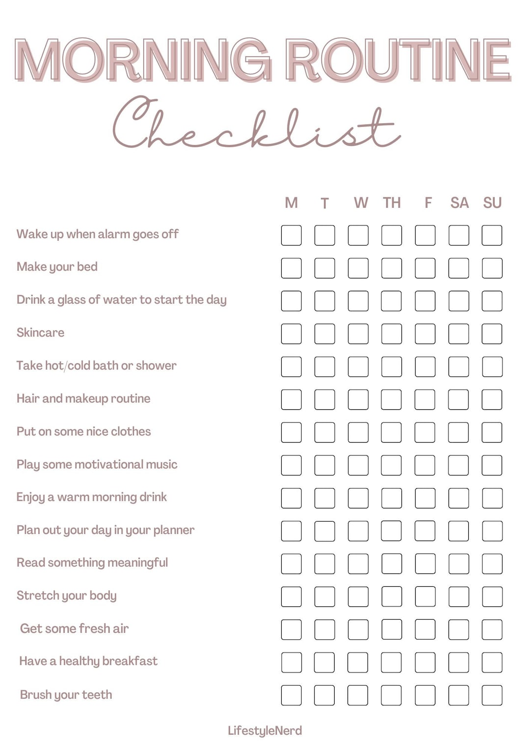 Morning Routine Checklist, Editable A4 Pdf - Etsy