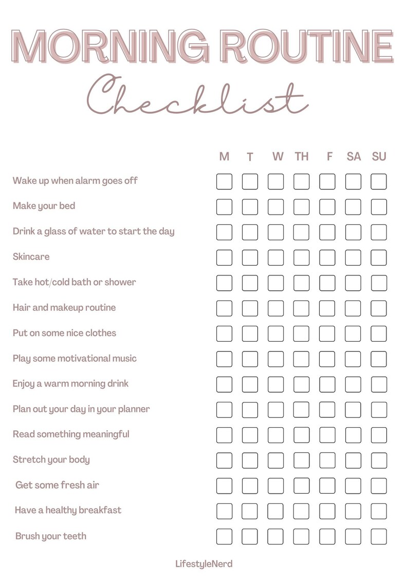 Morning Routine Checklist, Editable A4 Pdf - Etsy