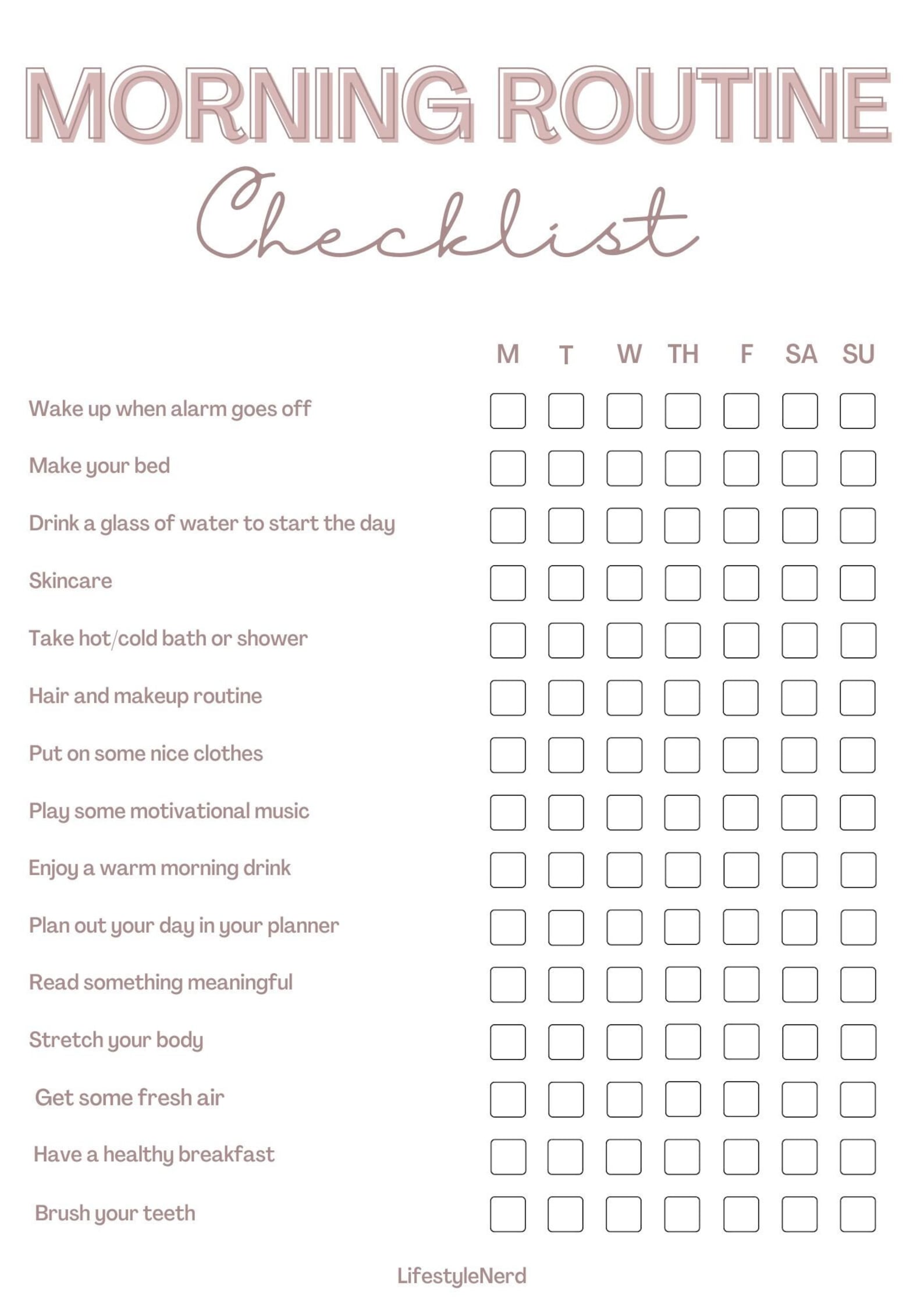 Morning Routine Checklist, Editable A4 Pdf - Etsy