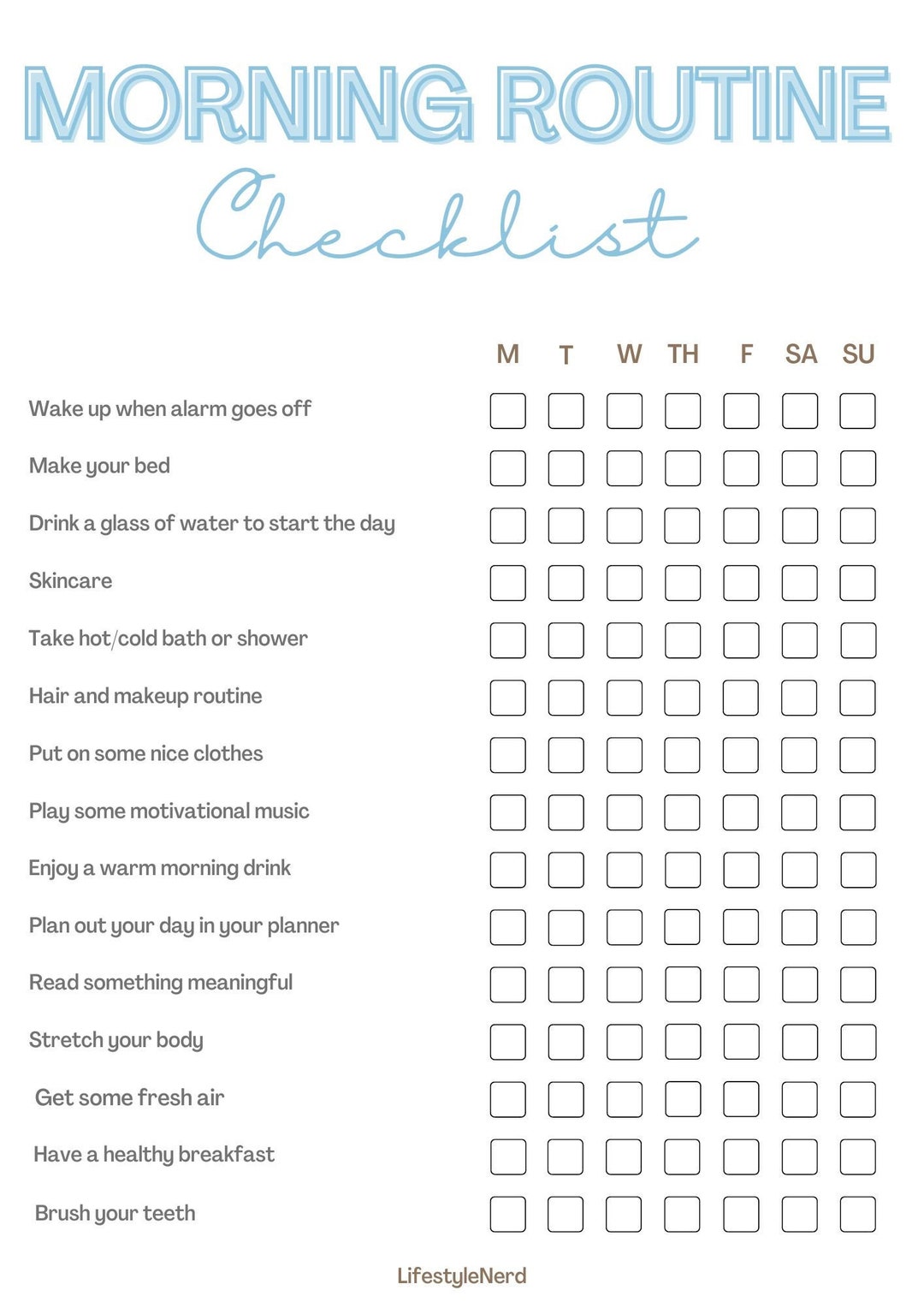 Morning Routine Checklist, Editable A4 Pdf - Etsy