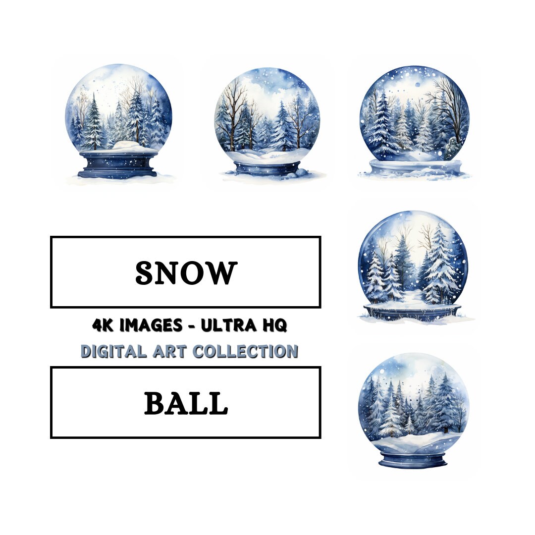 Snow Ball Clipart Set 4K Watercolor Winter Magic, Festive Snowball PNG ...