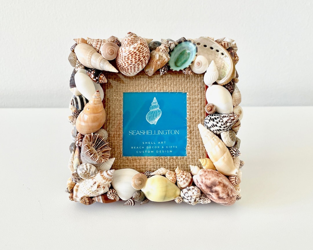 Real Seashell Photo Frame 4x4 Beach Coastal Decor Beach Wedding Gift ...